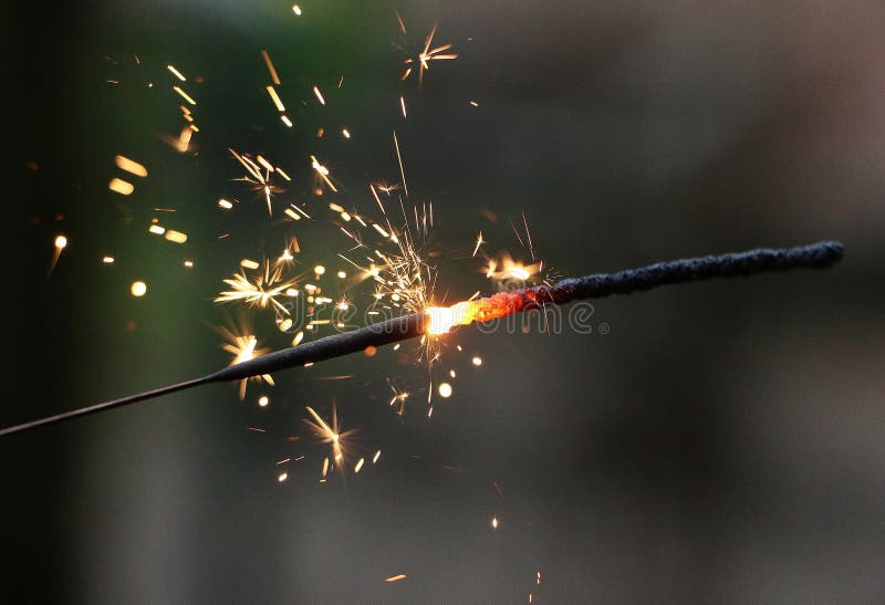 Close Up of a Burning Sparkler Stock Image - Image of closeup, action ...