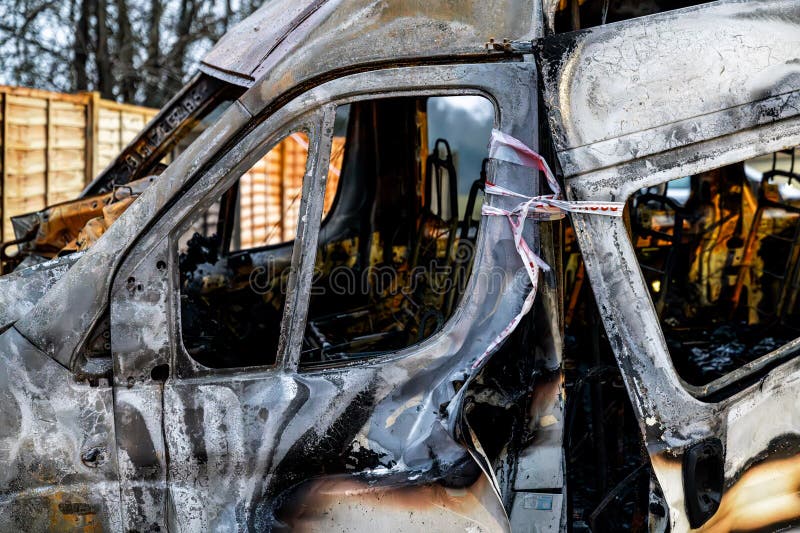 Burnt Out Van Showing Fire Damage and Destruction Stock Photo - Image ...