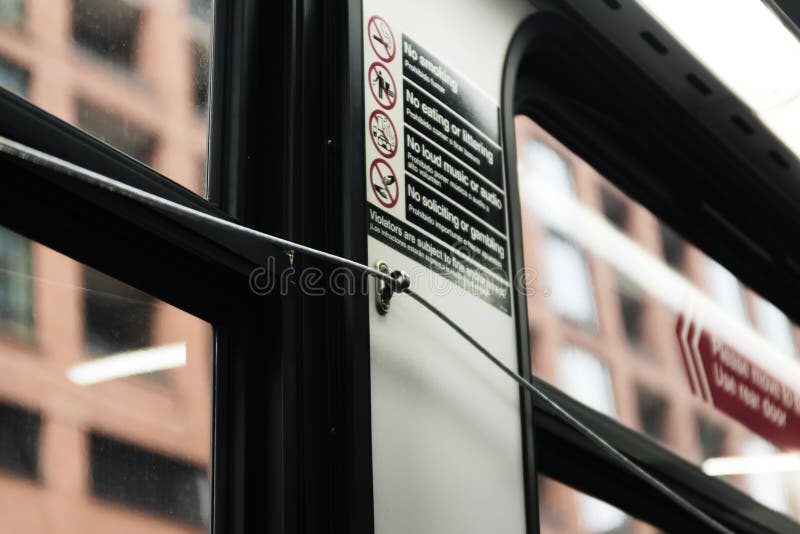 Close-up of Bus Passenger Pull Cord To Request Stop Stock Photo - Image ...