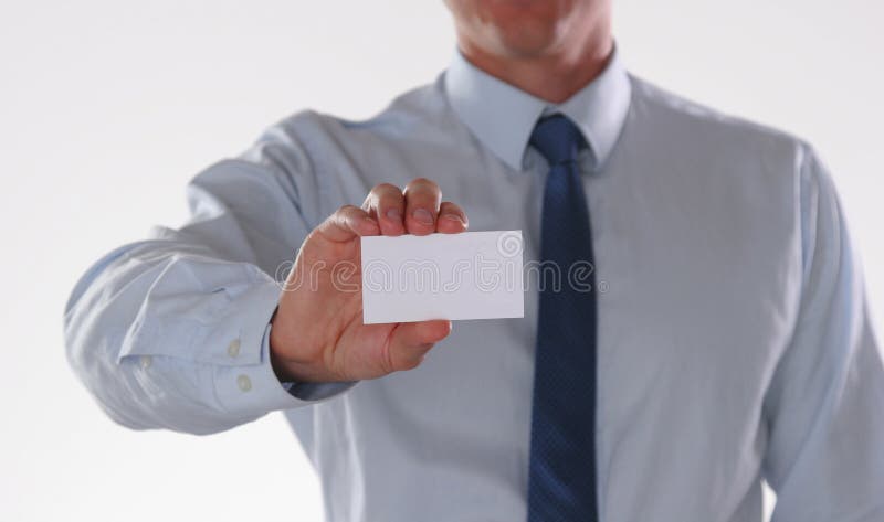 Close-up of Business Card in Mans Hand Stock Image - Image of idea ...