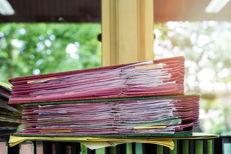 Close Up of Business Documents Stack on Desk Stock Photo - Image of ...