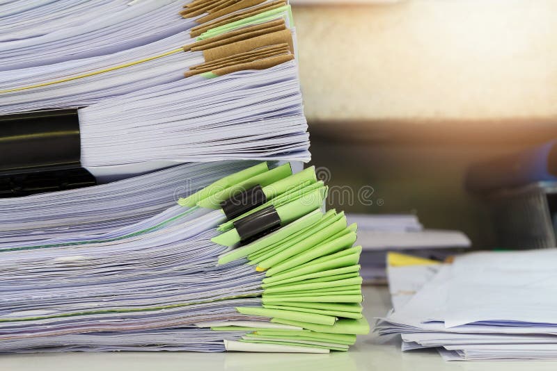 Close Up of Business Documents Stack on Desk Stock Image - Image of ...