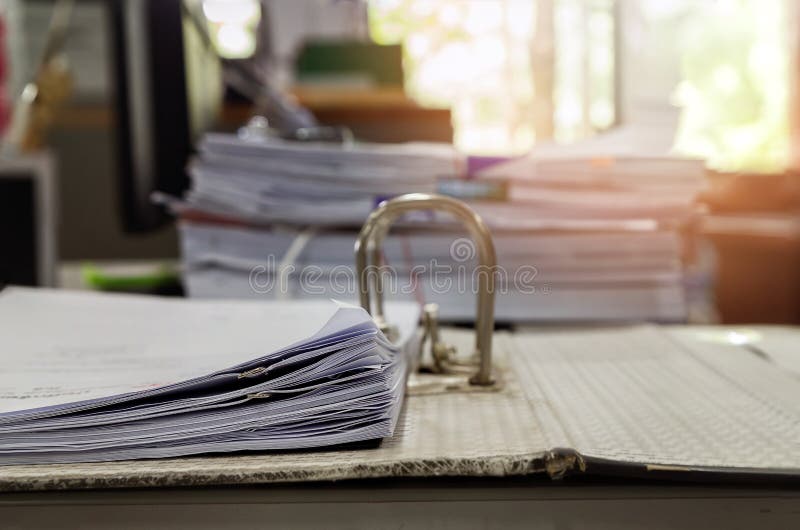 Close Up of Business Documents Stack on Desk Stock Image - Image of ...