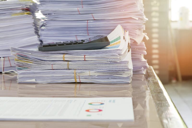 Close Up of Business Documents Stack on Desk Stock Photo - Image of ...