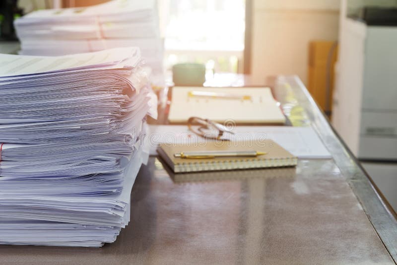 Close Up of Business Documents Stack on Desk , Report Papers Stack ...