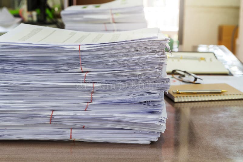 Close Up of Business Documents Stack on Desk , Report Papers Stack ...