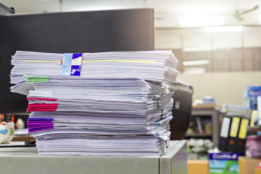 Close Up of Business Documents Stack on Desk Stock Photo - Image of ...