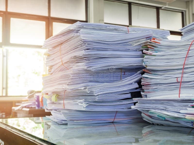 Close Up of Business Documents Stack on Desk Stock Image - Image of ...
