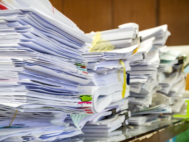 Close Up of Business Documents Stack on Desk Stock Image - Image of ...