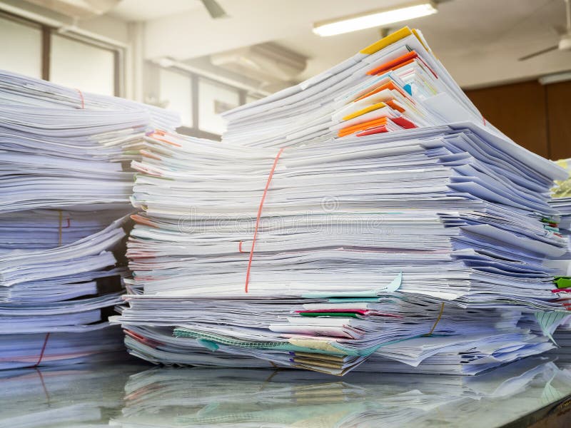 Close Up of Business Documents Stack on Desk Stock Image - Image of ...