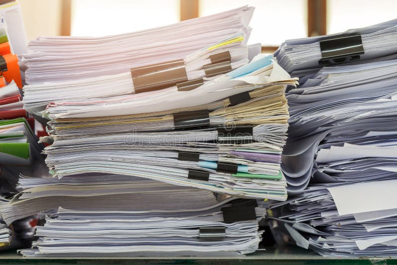 Close Up of Business Documents Stack on Desk Stock Photo - Image of ...