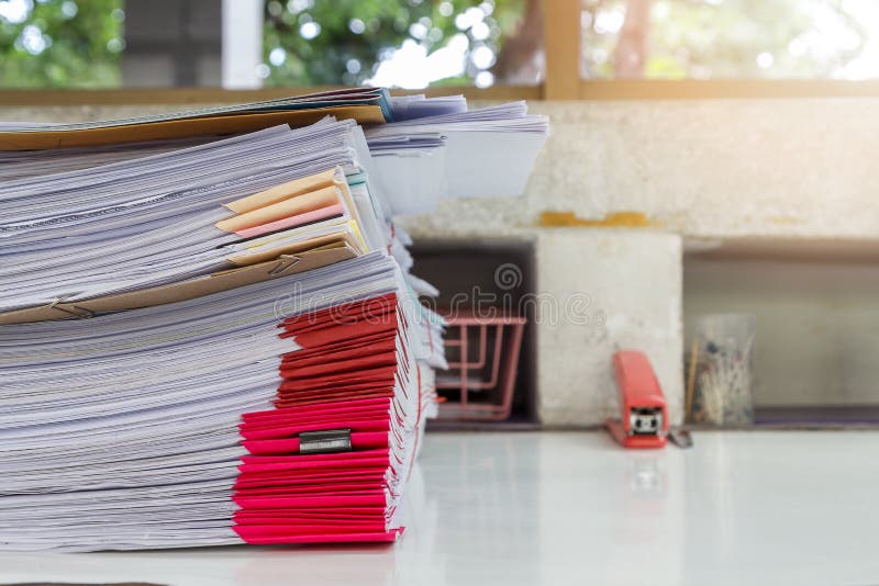 Close Up of Business Documents Stack on Desk Stock Photo - Image of ...