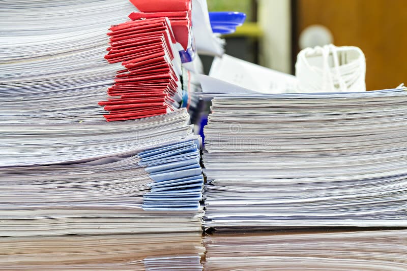Close Up of Business Documents Stack on Desk Stock Photo - Image of ...