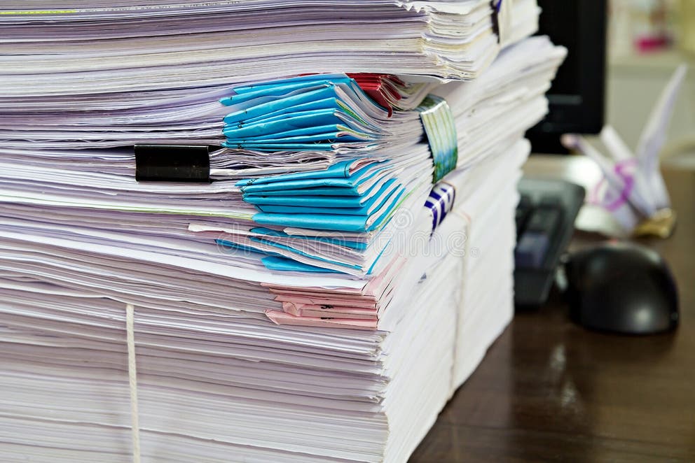 Close Up of Business Documents Stack Stock Image - Image of management ...