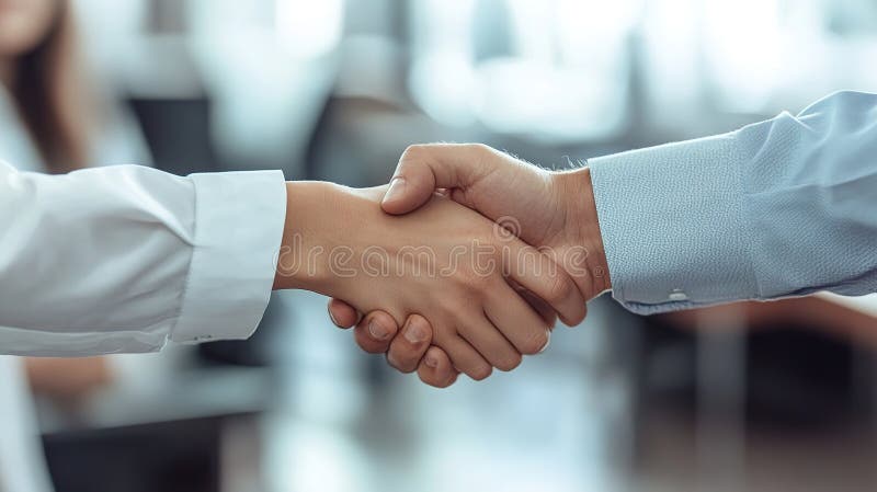 Close-up of a Business Handshake between Two People in a Modern Office ...