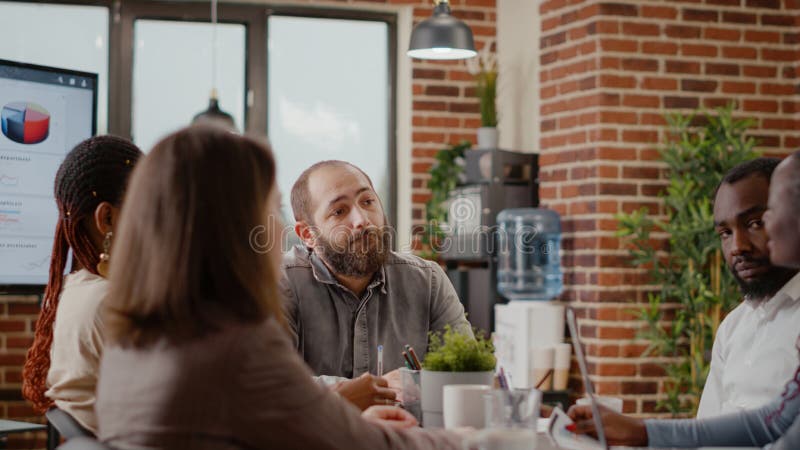 Close Up of Business Man Discussing Strategy Plan with People Stock ...