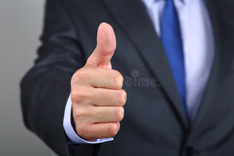 Close Up of Business Man Hand with Thumb Up Stock Image - Image of ...