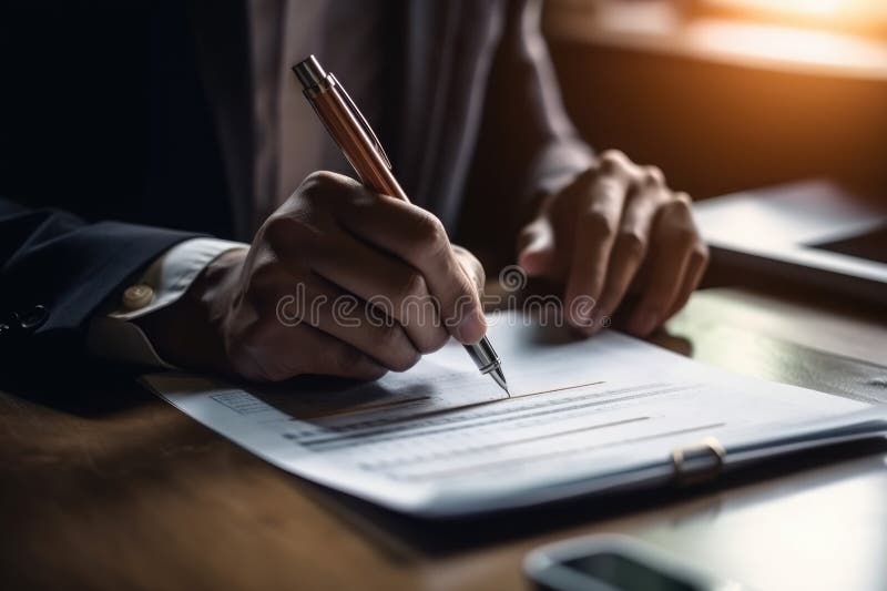 Close-up of Business Man Signing a Contract. Business Concept ...
