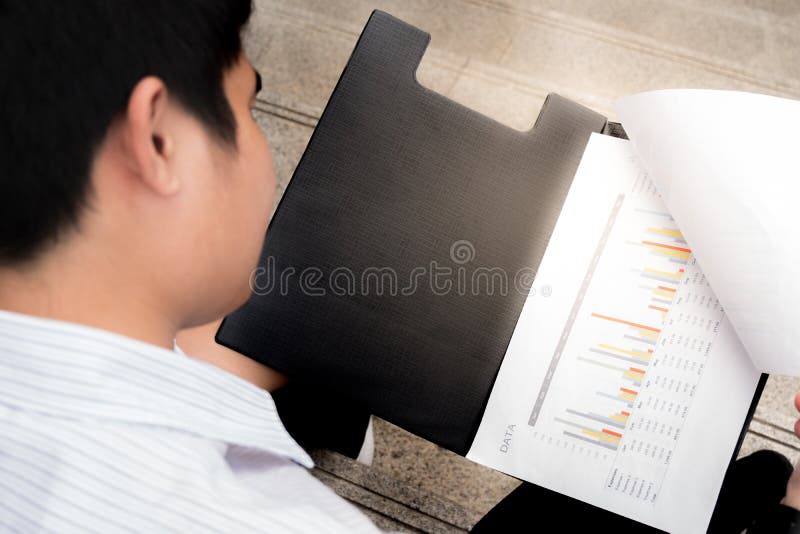 Close Up, Business Man Working on Paper Chart, Business Concept Stock ...