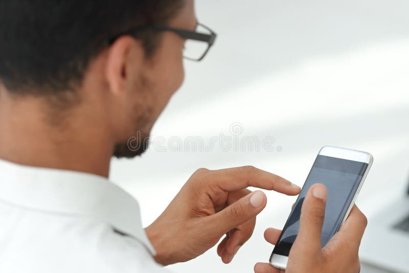 Close Up. Business Men Using a Modern Smartphone Stock Image - Image of ...