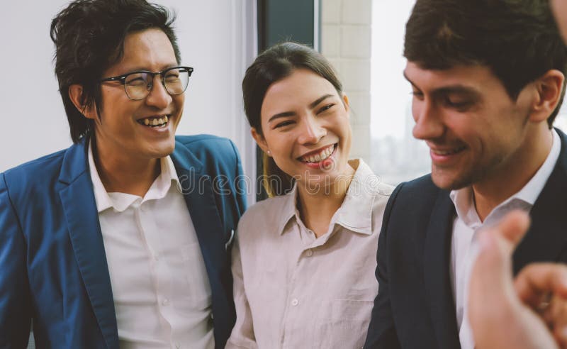 Close Up of Business Officer Teamwork Brainstorming and Talking Stock ...