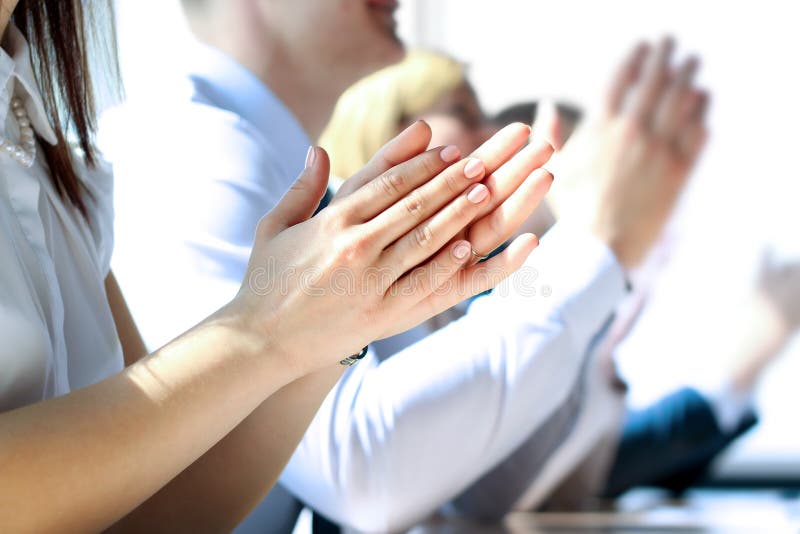 Close-up of Business People Clapping Hands. Business Seminar Concept ...