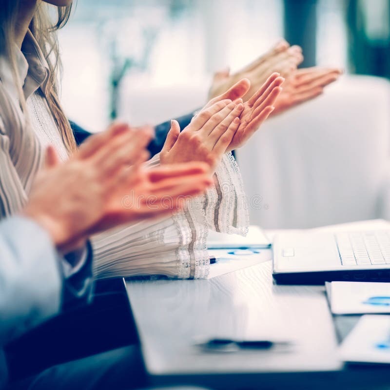 Close-up of Business People Clapping Hands. Business Seminar Stock ...