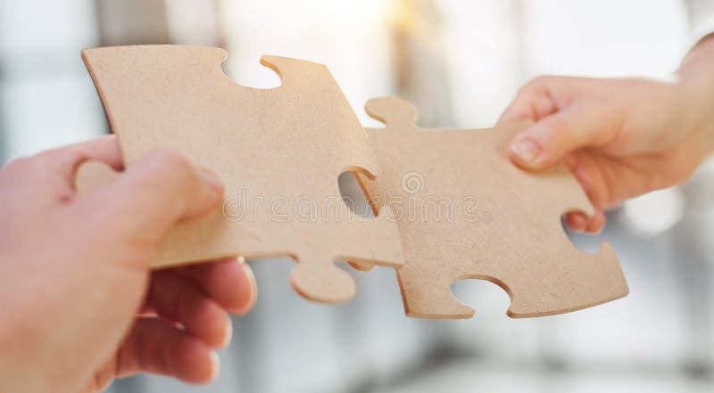 Close Up of Business People Connecting Couple Puzzle Jigsaw, Business ...