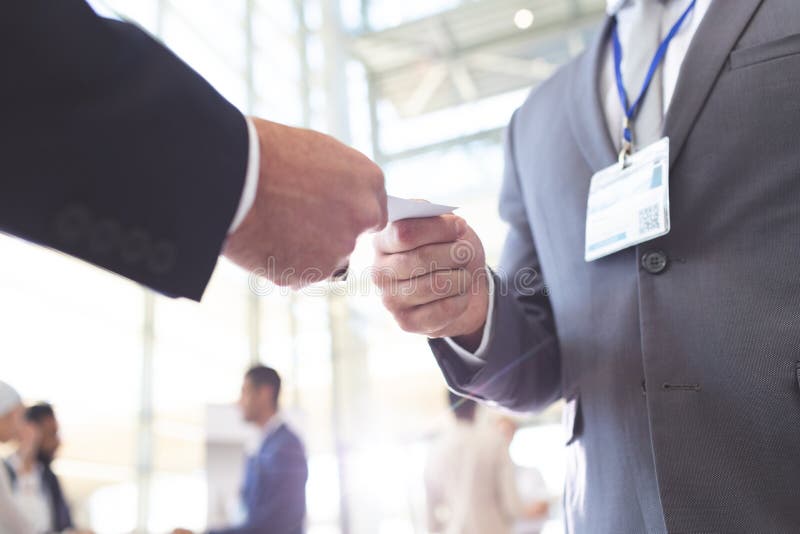 Close-up of Business People Exchanging Business Card Stock Image ...