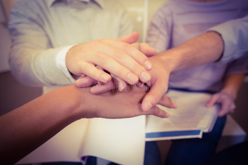 Close-up of Business People with Hand Stack Stock Image - Image of ...