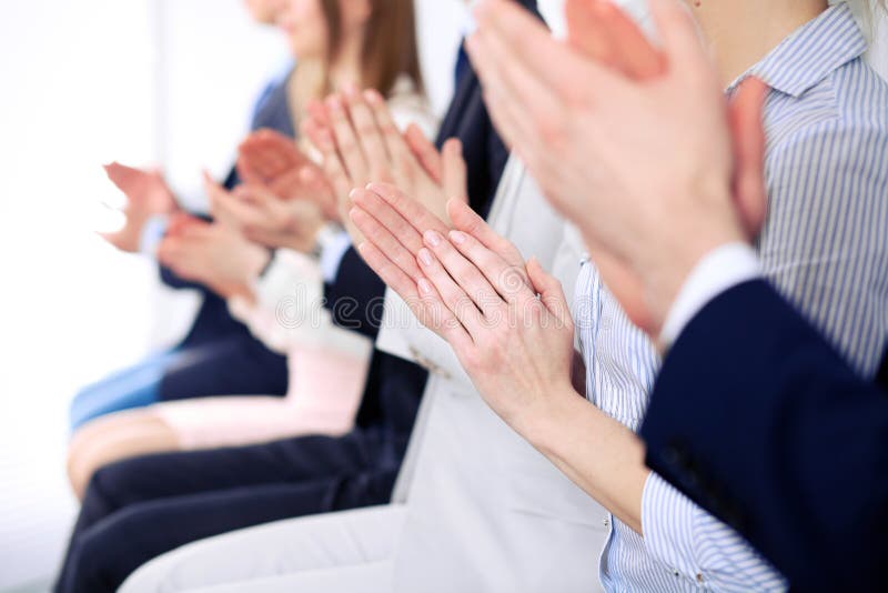 Close Up of Business People Hands Clapping at Conference Stock Image ...