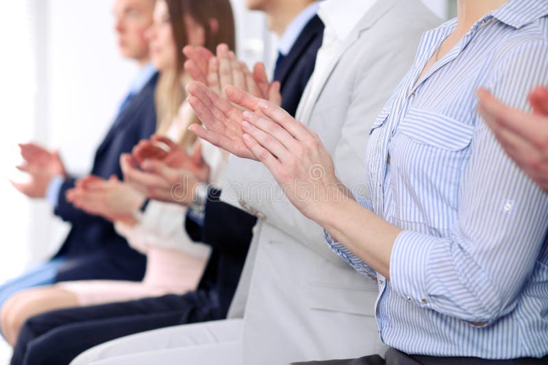 Close Up of Business People Hands Clapping at Conference Stock Photo ...