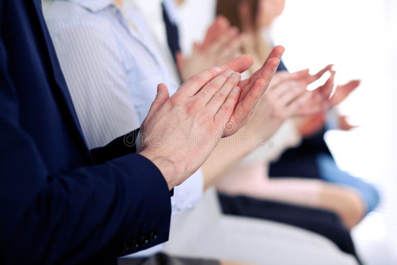 Close Up of Business People Hands Clapping at Conference Stock Photo ...