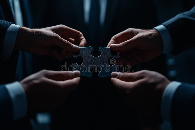 Close Up of Business People Holding Puzzle Piece, Symbolizing Teamwork ...