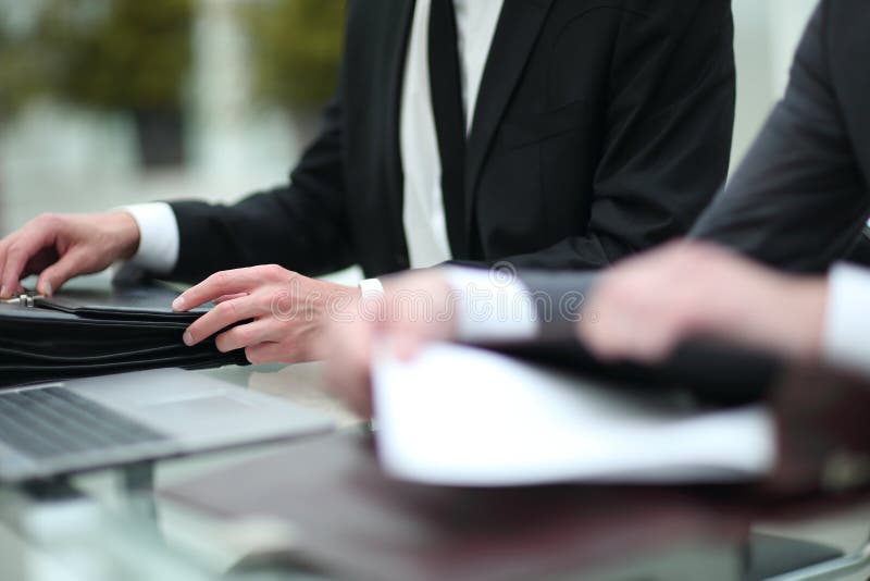 Close Up. Business People Work with Documents in the Office Stock Image ...