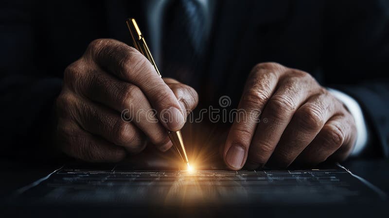 Close-up of a Business Professional Writing with a Pen, Symbolizing ...