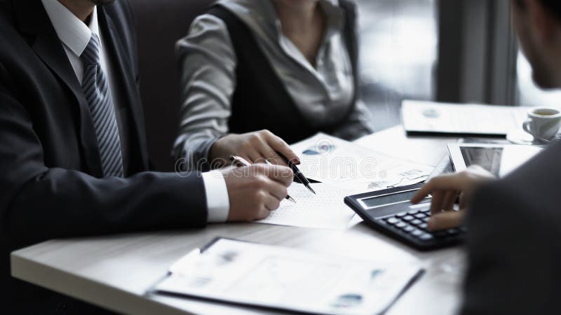 Close Up.business Team Analyzing Financial Data. Teamwork Stock Photo ...