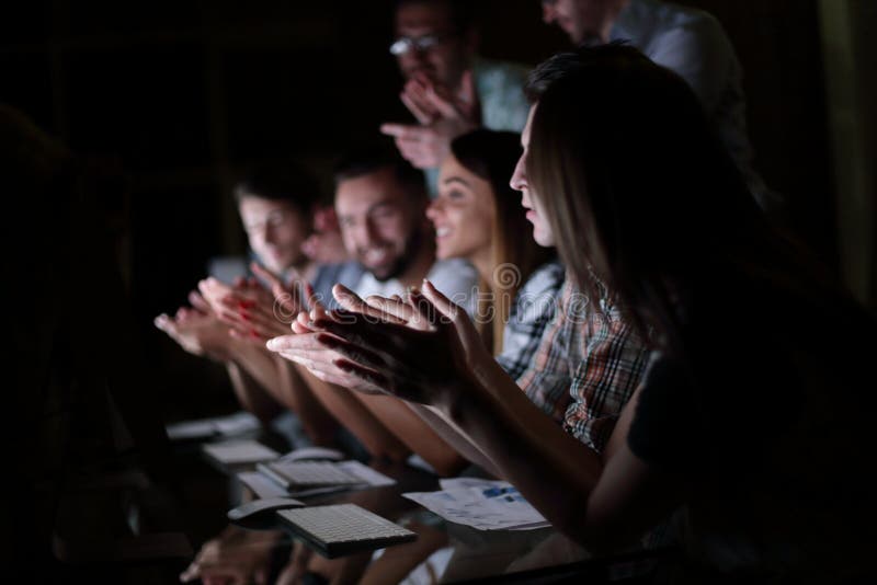 Close Up. Business Team Applauding Their Successful Work Stock Image ...