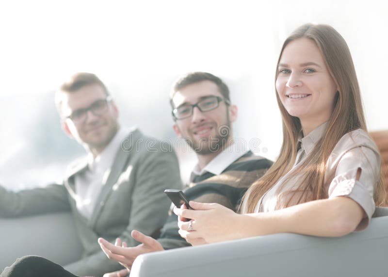 Close Up.business Team Discussing Their Problems during Work Break ...