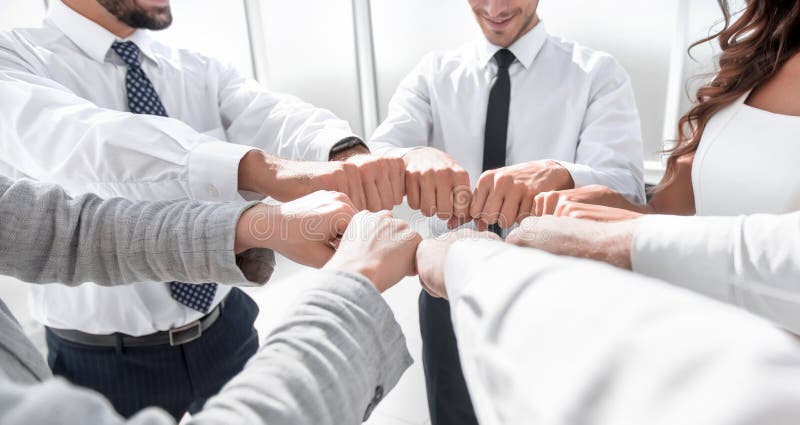 Close Up.business Team Showing Their Unity Stock Image - Image of hand ...