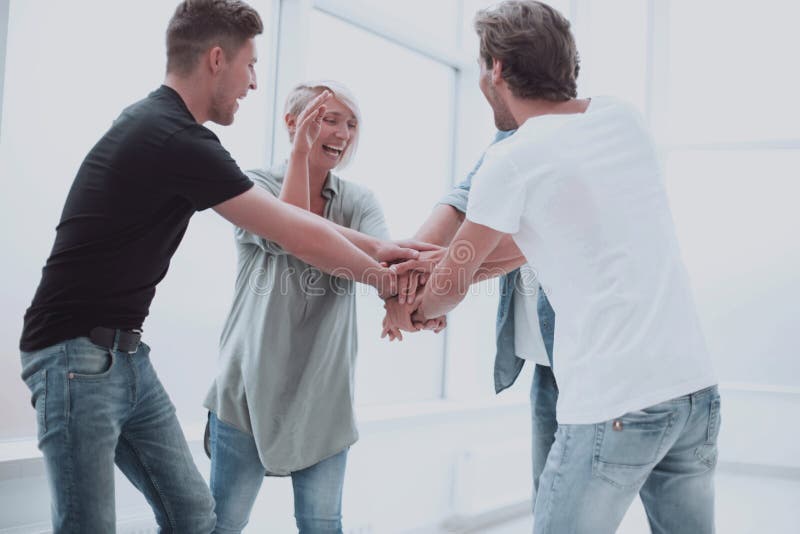 Close Up. Business Team Showing Their Unity Stock Photo - Image of ...