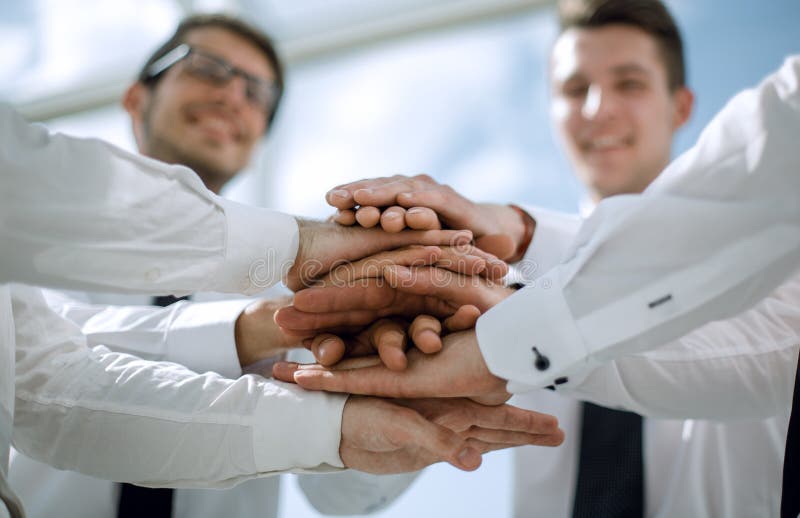 Close Up.business Team with a Stack of Their Hands Stock Photo - Image ...