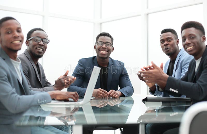 Close Up. Business Team at a Working Office Meeting Stock Photo - Image ...