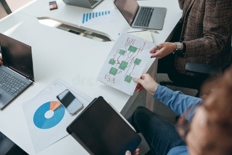 Close Up of Business Team Working on Project Documents Together in ...