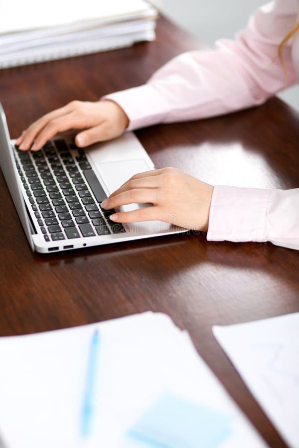 Close Up of Business Woman Hands Typing on Laptop Computer Stock Image ...