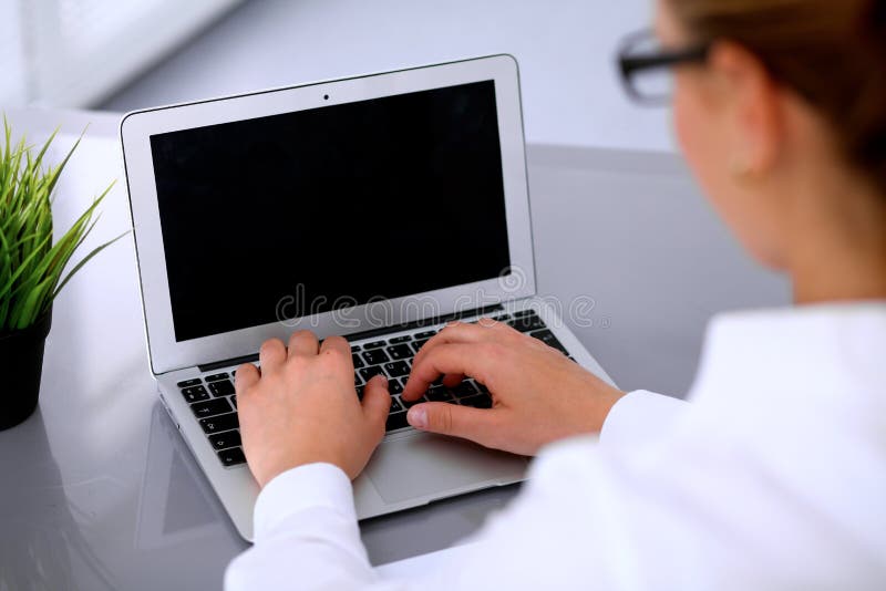 Close-up of Business Woman is Typing on Laptop Computer Stock Image ...