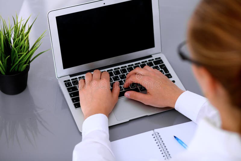 Close-up of Business Woman is Typing on Laptop Computer Stock Image ...