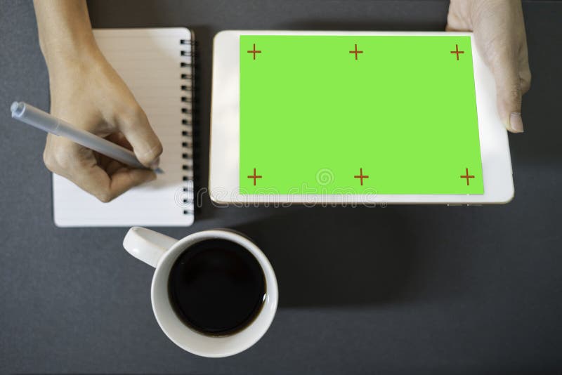 Close Up Business Women Working Analyze Business Graph with Green ...