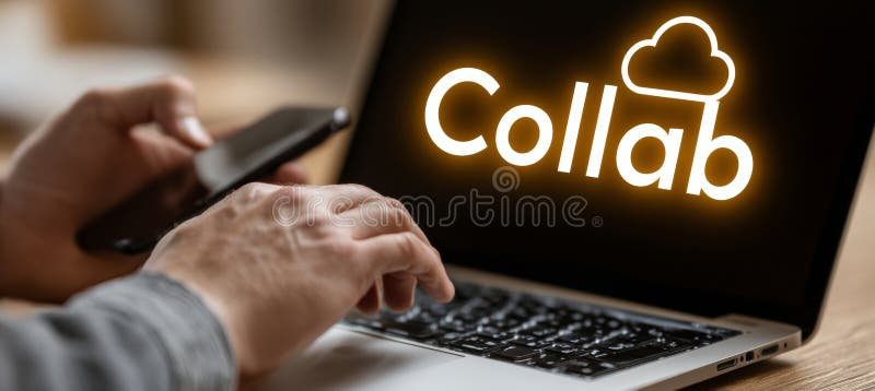 Close-up of a Businessman Accessing a Collaboration Software on a ...