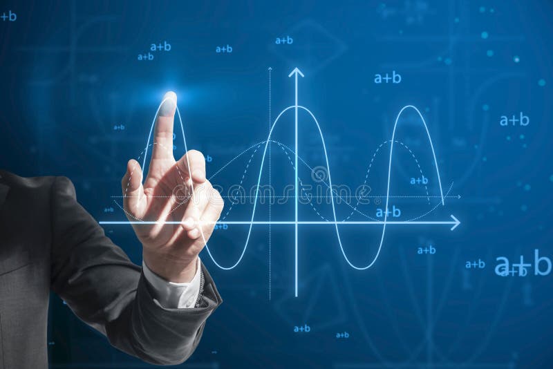 Close Up of Businessman Finger Pointing at Abstract Glowing ...